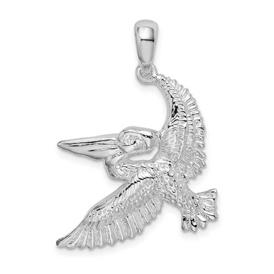 Sterling Silver Polished Flying Pelican Pendant at BillyTheTree Jewelry
