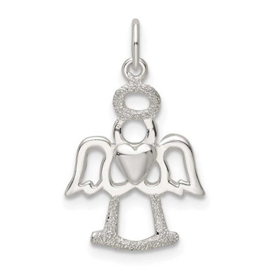 Sterling Silver Polished and Lasered Angel Pendant at BillyTheTree Jewelry