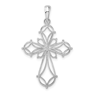 Sterling Silver Fancy Cut-out Rounded Cross Pendant at BillyTheTree Jewelry
