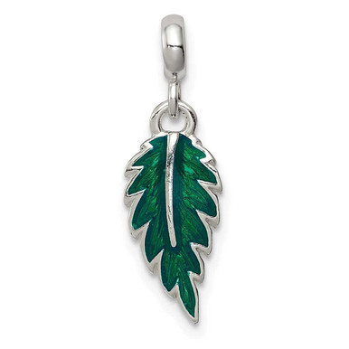 Sterling Silver Green Enameled Leaf Enhancer Pendant at BillyTheTree ...