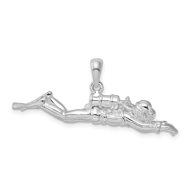 Sterling Silver Polished 3D Male Scuba Diver Pendant at BillyTheTree ...