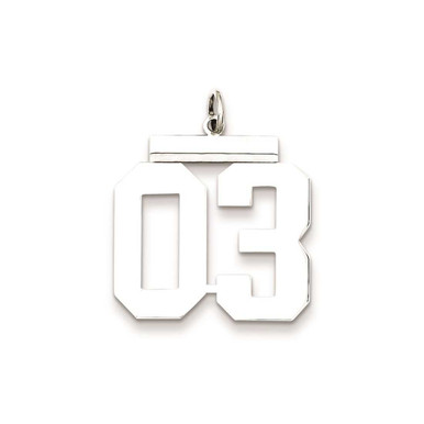 Sterling Silver Large Polished Number 3 W/Top Pendant at BillyTheTree ...