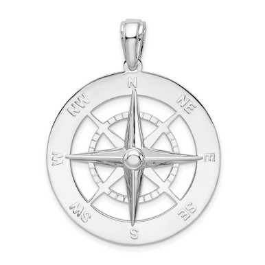 Sterling Silver Polished Large Nautical Compass Pendant at BillyTheTree ...
