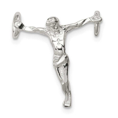 Sterling Silver Polished Mini Jesus Cross Chain Slide Pendant at ...