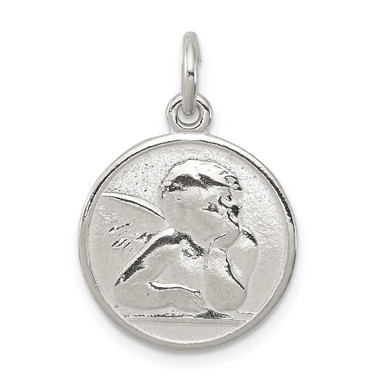 Sterling Silver Polished & Textured Small Raphael Angel Pendant at ...