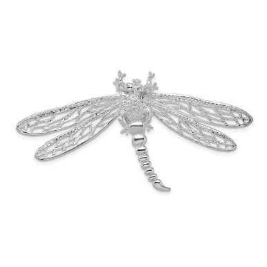 Sterling Silver Polished Dragonfly w/Filigree Wings Slide Pendant at ...