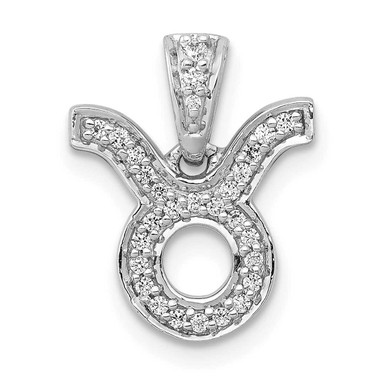 14k White Gold Diamond Taurus Zodiac Pendant at BillyTheTree Jewelry