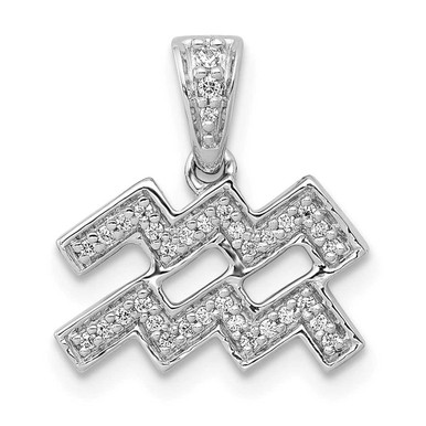 14k White Gold Diamond Aquarius Zodiac Pendant at BillyTheTree Jewelry