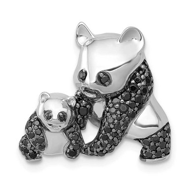 14k White Gold Black Diamond Pandas Chain Slide Pendant at BillyTheTree ...