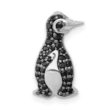 14k White Gold 1/5ct. Black Diamond Penguin Chain Slide Pendant at ...