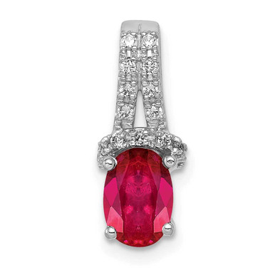 14k White Gold Diamond and Oval Ruby Pendant at BillyTheTree Jewelry