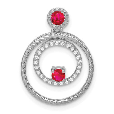 14k White Gold Ruby and Diamond Circles Pendant at BillyTheTree Jewelry