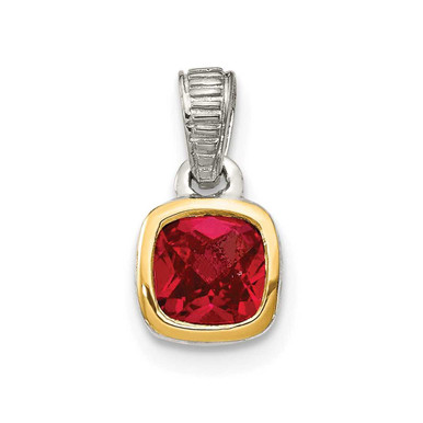 Sterling Silver w/ 14K Accent Created Ruby Pendant at BillyTheTree Jewelry