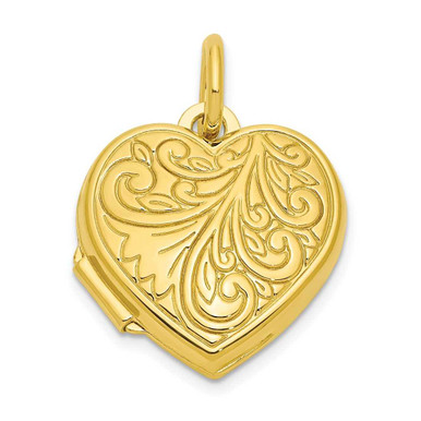 Sterling Silver Gold-tone Polished Filigree Design Heart Locket Pendant ...