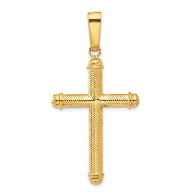 14K Yellow Gold Polished and Textured Cross Pendant C4937 at ...