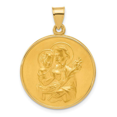 14K Yellow Gold Polished and Satin Solid St Joseph Medal Pendant XR2144 ...