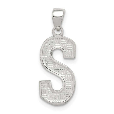 Sterling Silver Letter S Initial Pendant QC2762S at BillyTheTree Jewelry