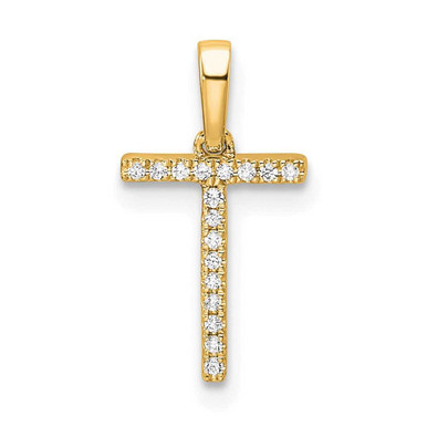 10k Yellow Gold Diamond Letter T Initial Pendant PM9798T-005-1YA at ...