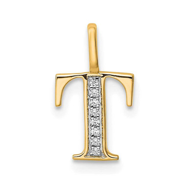 14K Yellow Gold Diamond Letter T Initial Pendant PM8365T-002-YA at ...
