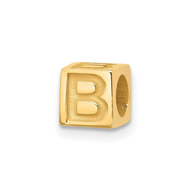 14k Yellow Gold Alphabet Bead Letter B Charm at BillyTheTree Jewelry