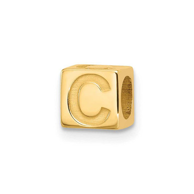 14k Yellow Gold Alphabet Bead Letter C Charm at BillyTheTree Jewelry