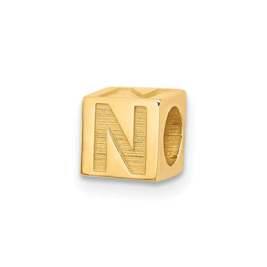 14k Yellow Gold Alphabet Bead Letter N Charm at BillyTheTree Jewelry