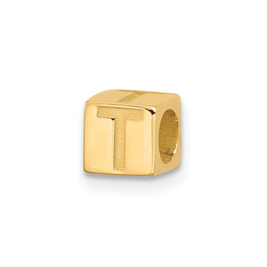 14k Yellow Gold Alphabet Bead Letter T Charm at BillyTheTree Jewelry