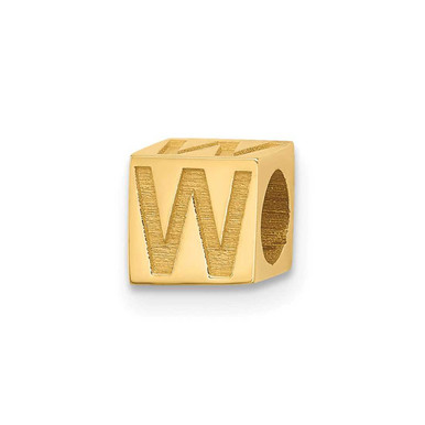 14k Yellow Gold Alphabet Bead Letter W Charm at BillyTheTree Jewelry