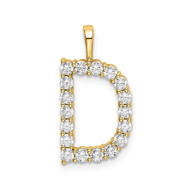 14k Yellow Gold Large Initial D Diamond Pendant at BillyTheTree Jewelry