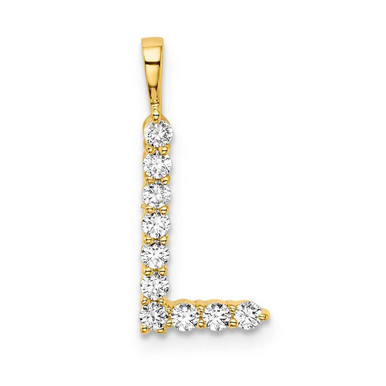 14k Yellow Gold Large Initial L Diamond Pendant at BillyTheTree Jewelry