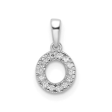 14K White Gold Diamond Letter O Initial with Bail Pendant at ...