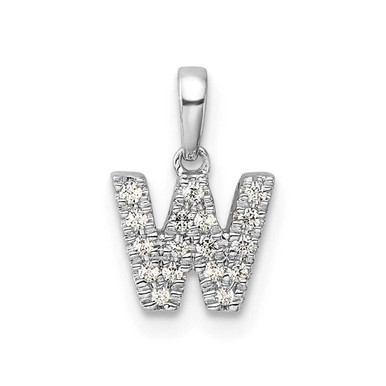 14K White Gold Diamond Letter W Initial with Bail Pendant at ...