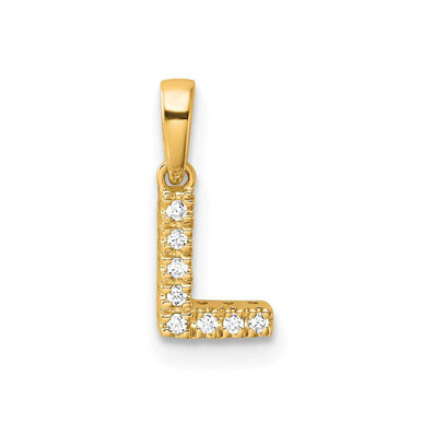 10k Yellow Gold Diamond Letter L Initial with Bail Pendant at ...