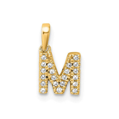 10k Yellow Gold Diamond Letter M Initial with Bail Pendant at ...