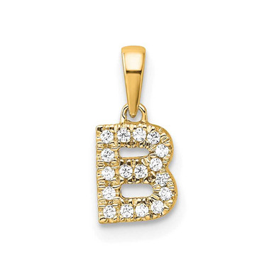 14K Yellow Gold Diamond Letter B Initial with Bail Pendant at ...