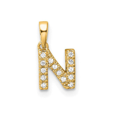 14K Yellow Gold Diamond Letter N Initial with Bail Pendant at ...