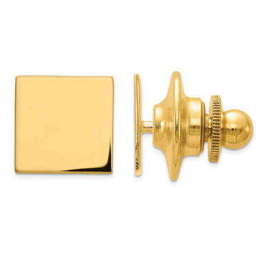 14K Yellow Gold Mens Square Tie Tac at BillyTheTree Jewelry