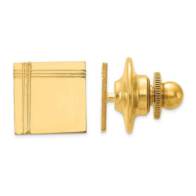 14K Yellow Gold Mens Square with Line Design Tie Tac at BillyTheTree ...