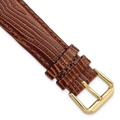 18mm Havana Brown Snake Grain Leather Gold-tone Buckle Watch Band at ...