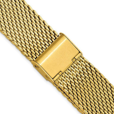22mm Gold-tone Stainless Mesh w/Deployment Clasp Watch Strap at ...