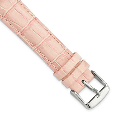 18mm Pink Crocodile-Style Grain Leather Chrono Silver-tone Buckle Watch ...