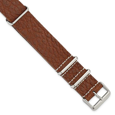 20mm Havana/Light Brown Distressed Leather Military Style 1-Piece Watch ...