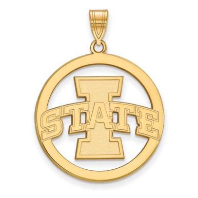 Gold Plated Sterling Silver Iowa State University L Pendant in Circle ...