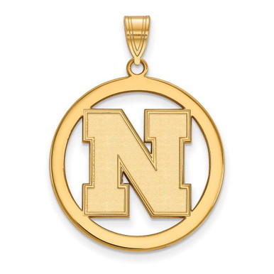 Gold Plated Sterling Silver University of Nebraska Large Pendant Circle ...