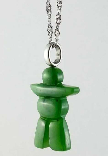 25mm Genuine Natural Nephrite Jade Inukshuk Pendant