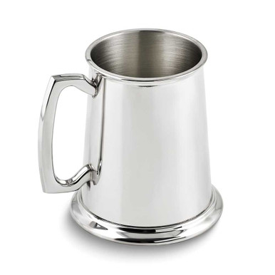Non-tarnish Pewter Polished Finish Glass Bottom 16 ounce Tankard (Gifts ...