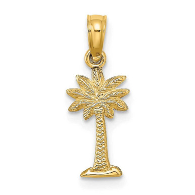 10K Yellow Gold Textured Mini Palmetto Palm Tree Pendant at ...