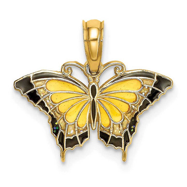 10K Yellow Gold Small Enameled Yellow Butterfly Pendant at BillyTheTree ...