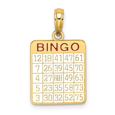 14K Yellow Gold w/ Enamel Bingo Card Pendant at BillyTheTree Jewelry