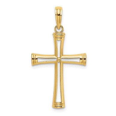 14K Yellow Gold Polished and Cut-Out Cross Pendant at BillyTheTree Jewelry